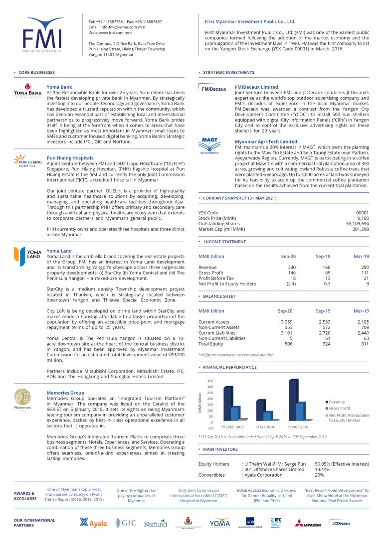 About FMI - First Myanmar Investment Public Company Limited